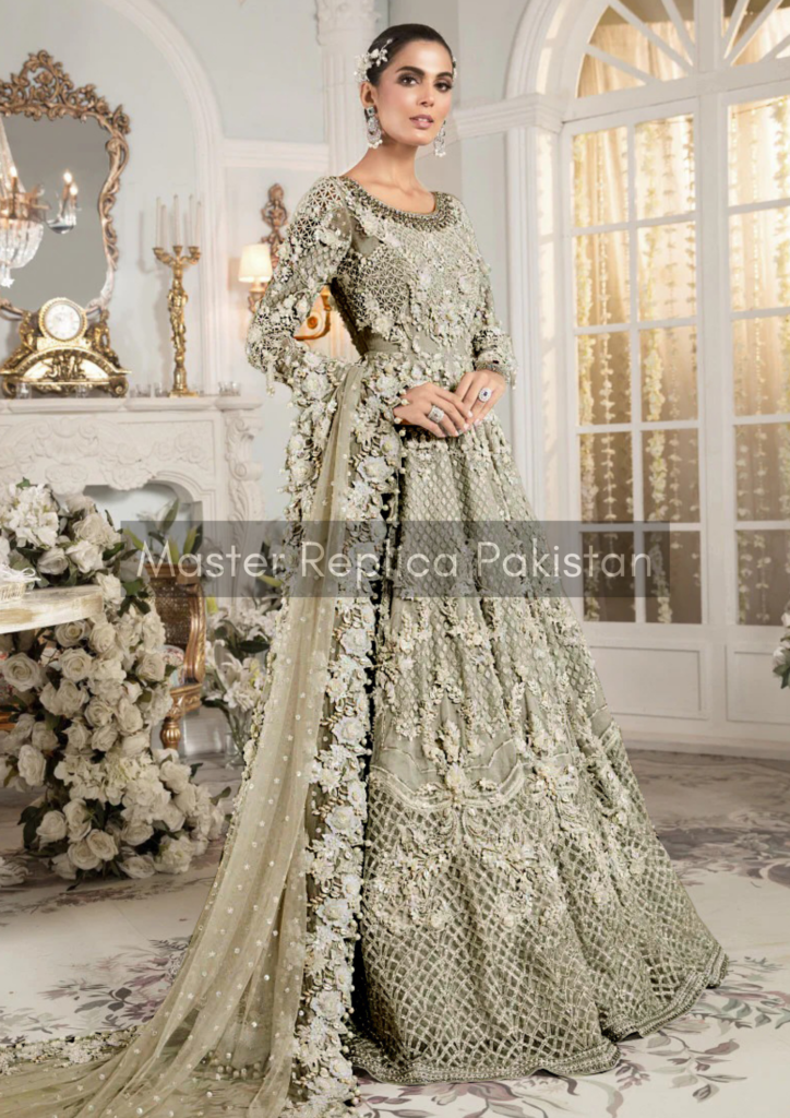 Maria B EX-138 Grey Net Replica - Master Replica Pakistan